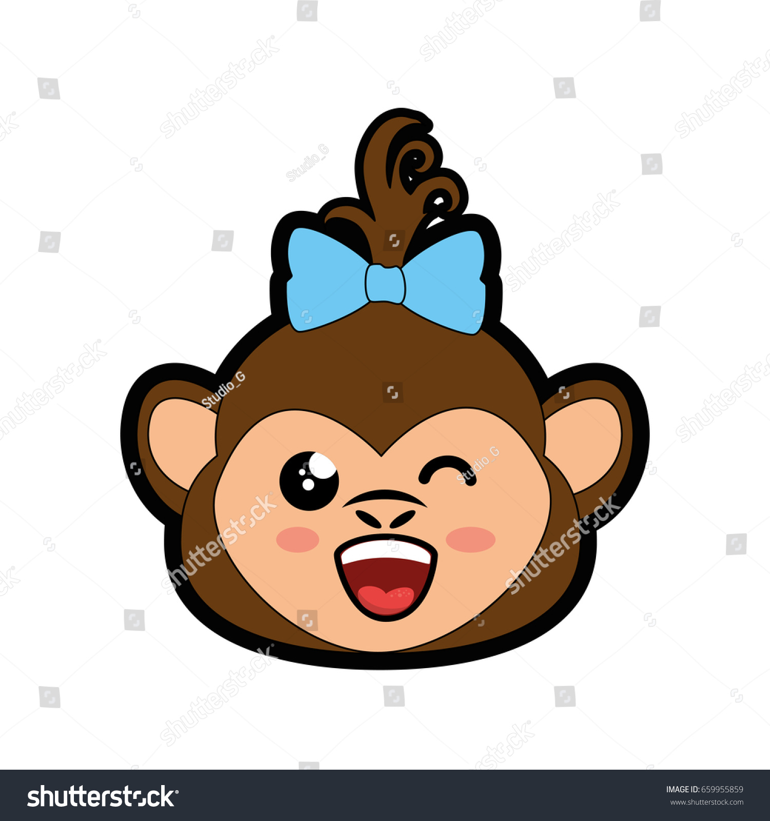 Monkey Kawaii Cartoon Stock Vector (Royalty Free) 659955859
