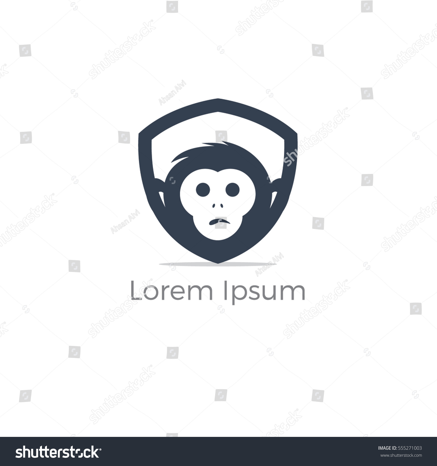 Monkey Logo Monkey Face Shield Vector: vector de stock (libre de ...