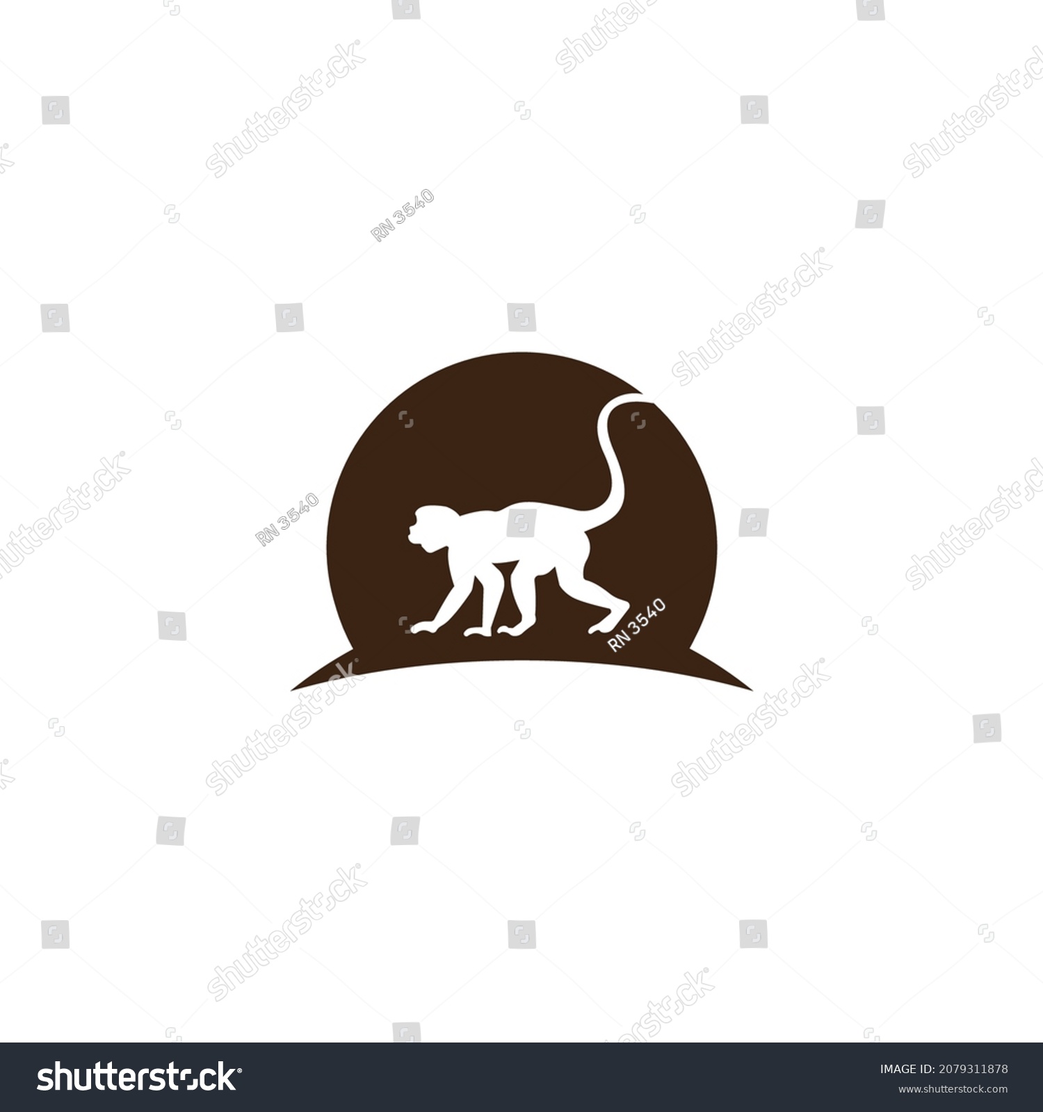 Monkey Logo Vector Illustration Flat Design Stock Vector (Royalty Free ...