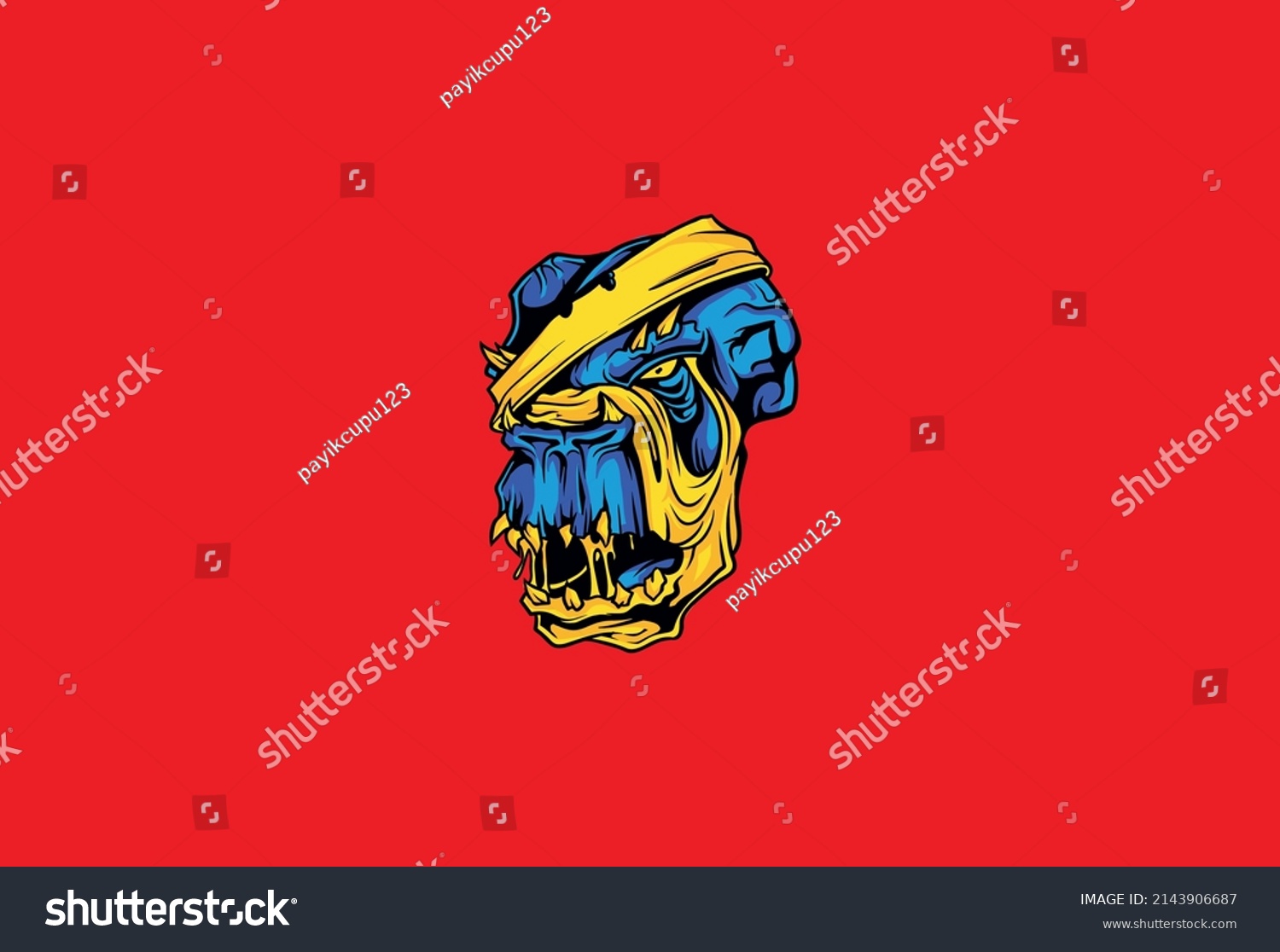 Monkey Monster Zombie Background Red Stock Vector (Royalty Free ...