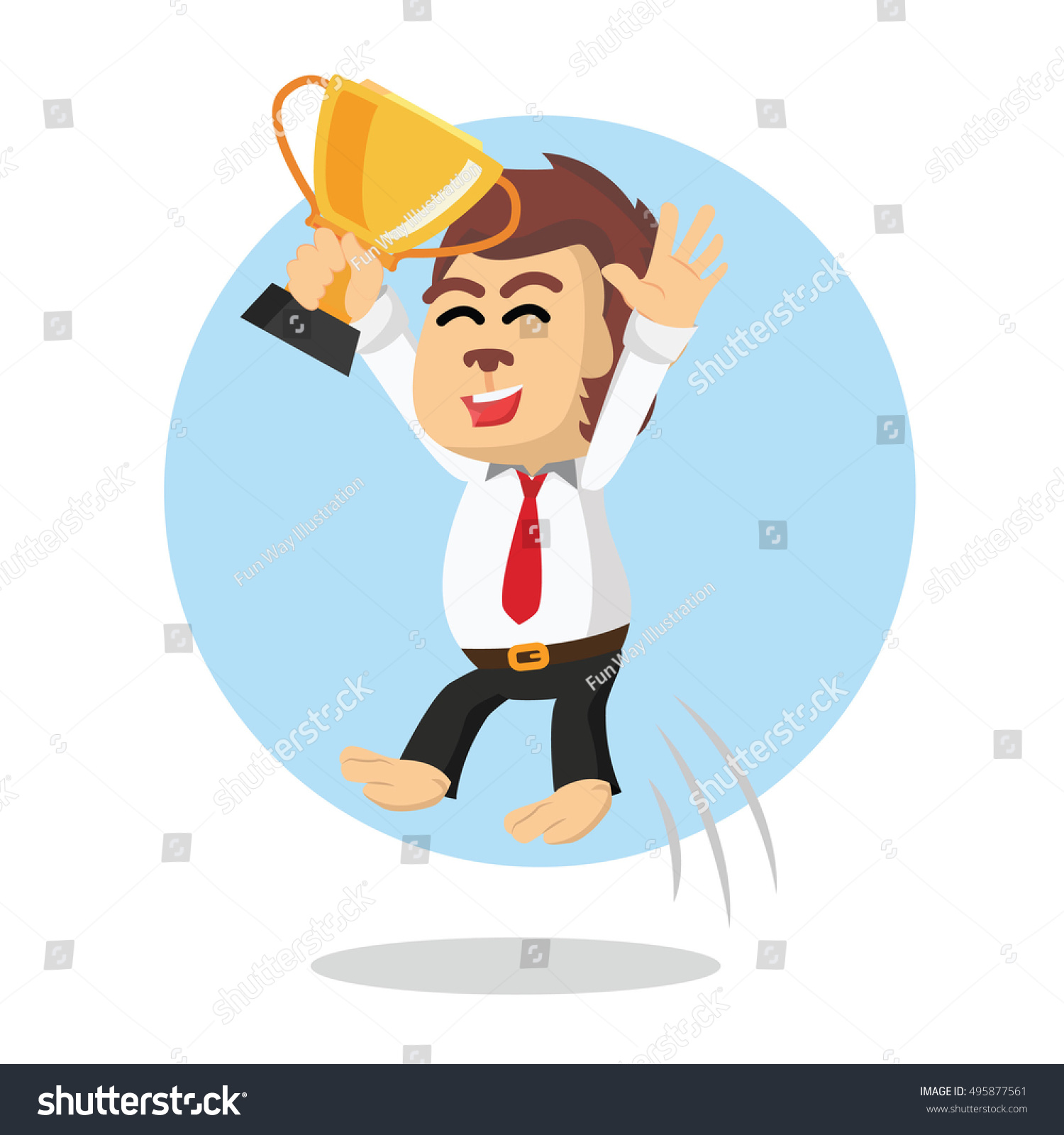Monkey Office Jumping Holding Trophy Stock Vector (Royalty Free ...