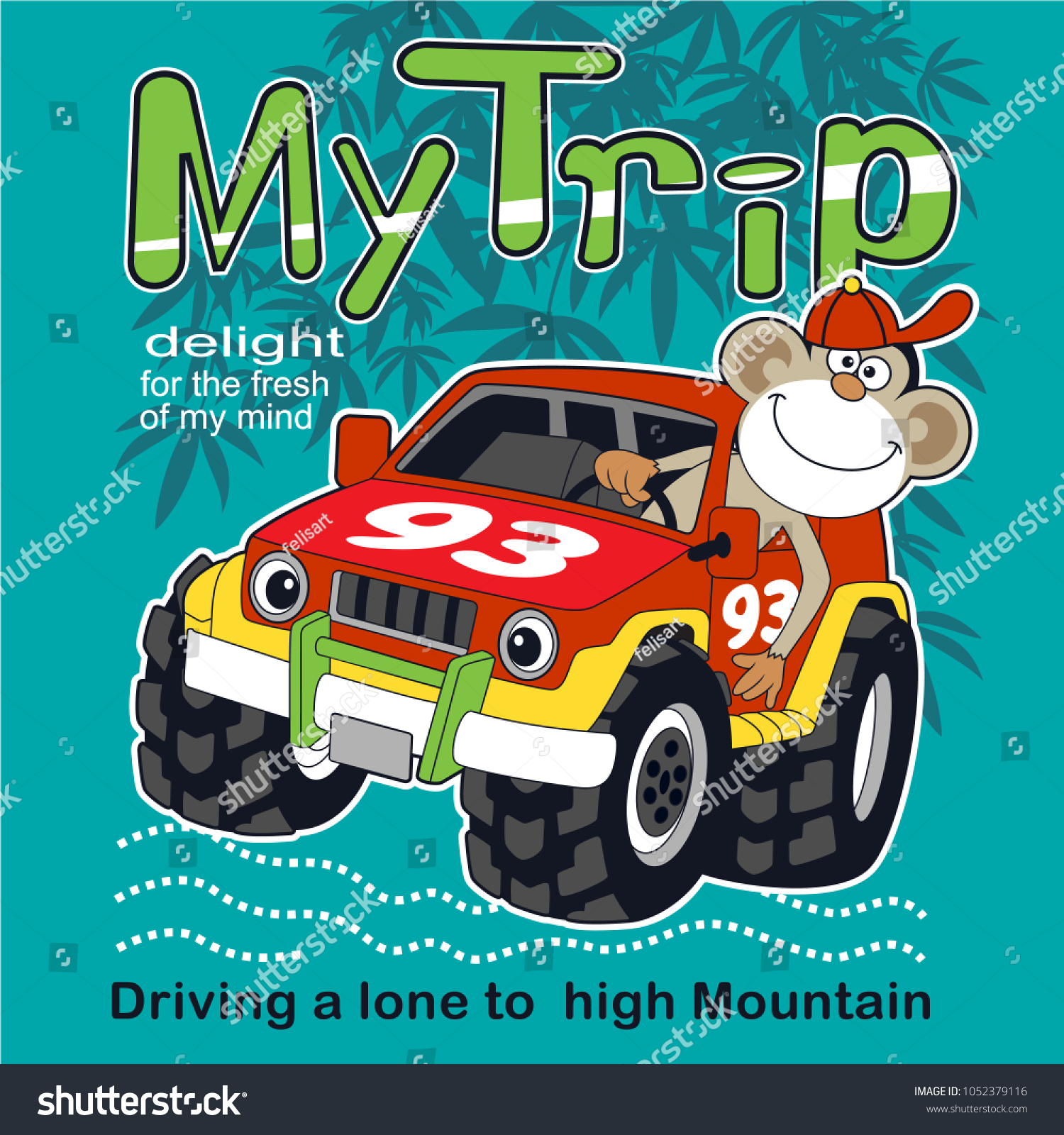 Monkey Racing Vector Illustration Cute Cartoon: เวกเตอร์สต็อก (ปลอดค่า ...