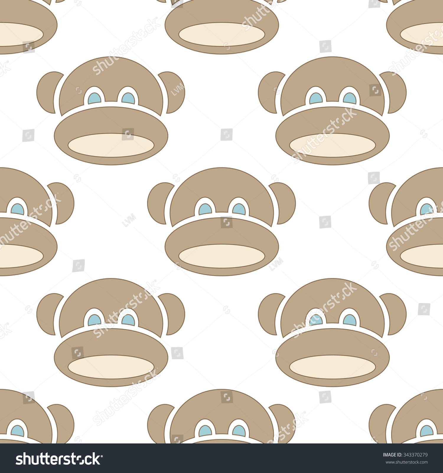 「Monkey Seamless Texture Kids Vector」のベクター画像素材（ロイヤリティフリー） 343370279 ...