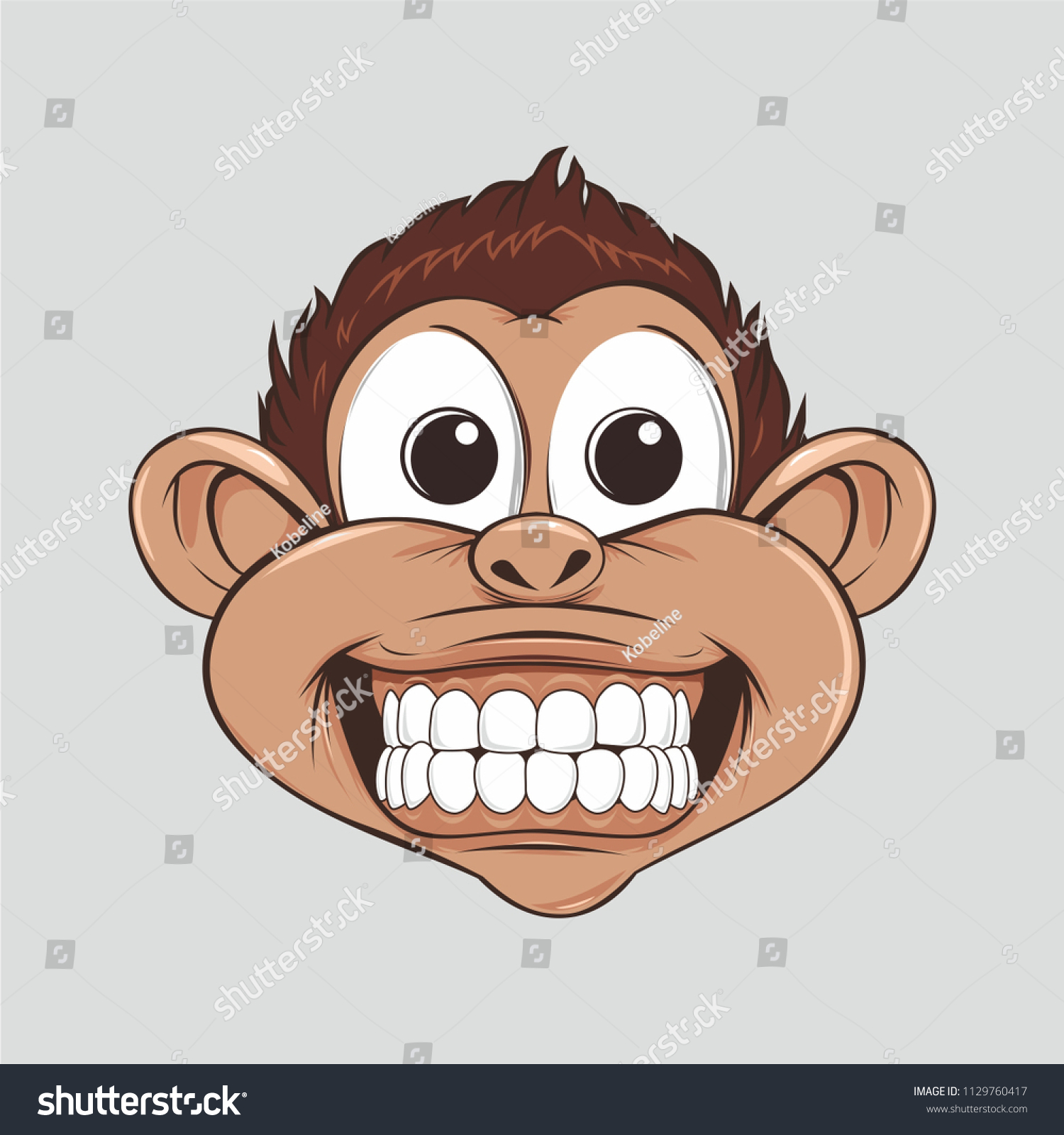 Monkey Smile Cute Funny Stock Vector (Royalty Free) 1129760417 ...