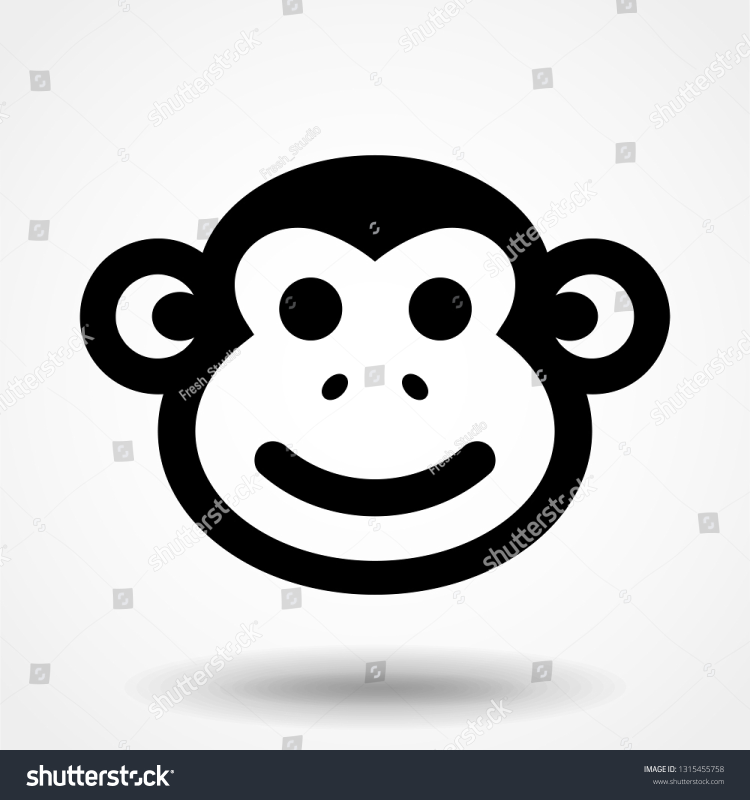 Monkey Smile Face Illustration Monkey Icon Stock Vector (Royalty Free ...