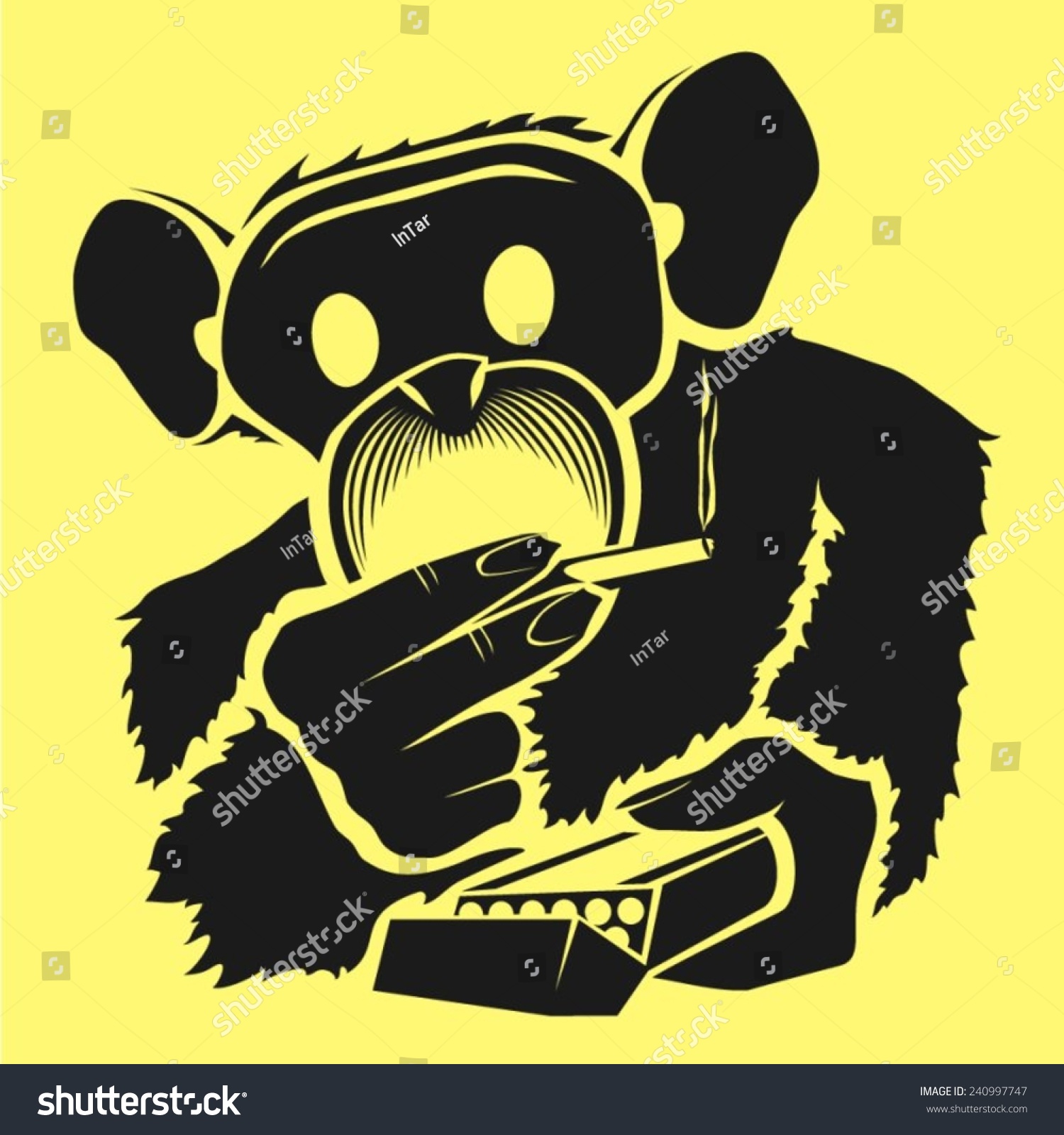 Monkey Smoking Cigarette Stock Vector (Royalty Free) 240997747 ...