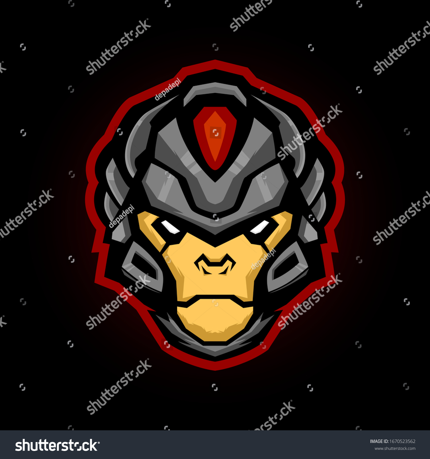 Monkey Soldier Mascot Logo Design Stock Vector (Royalty Free) 1670523562