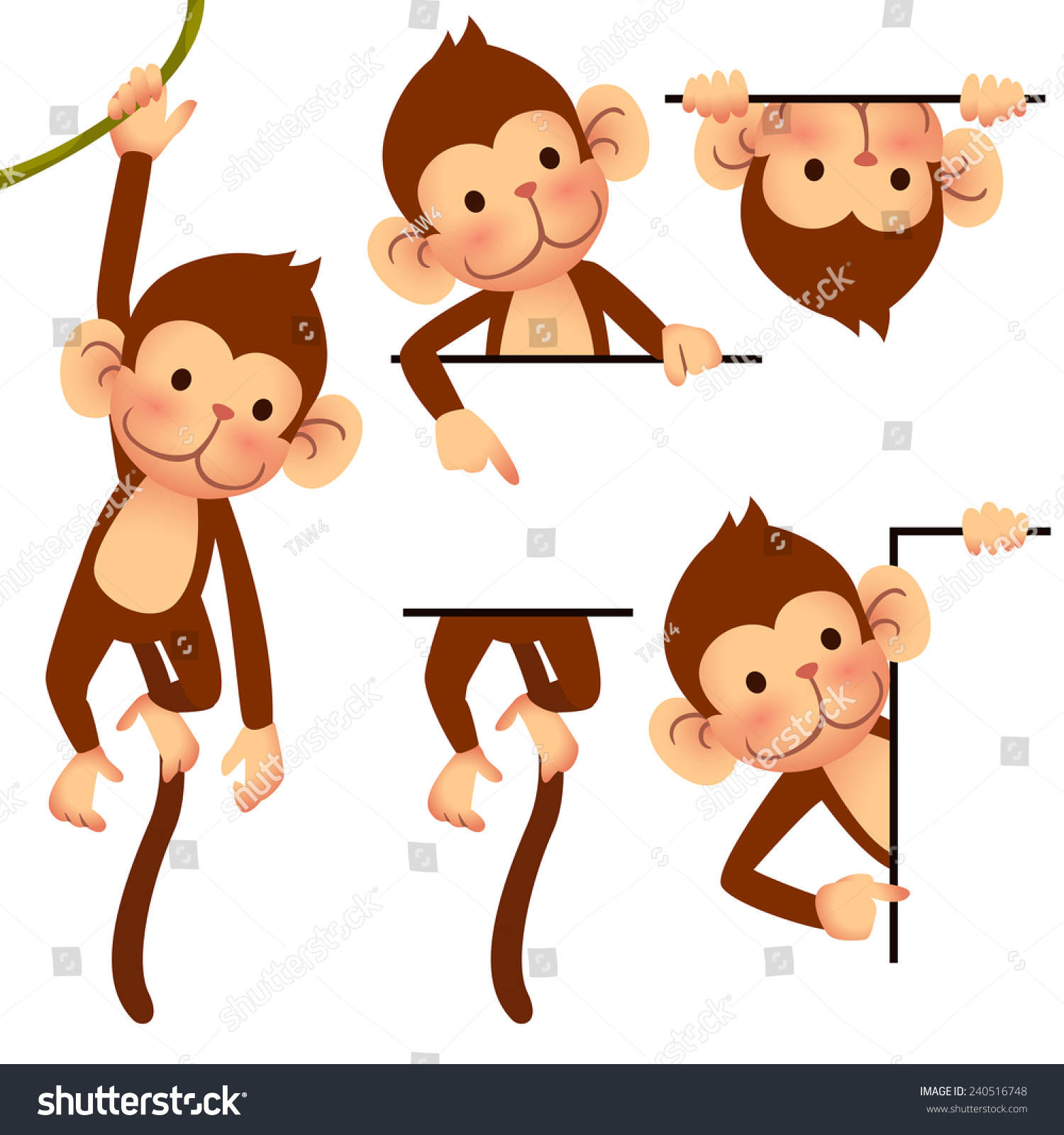 Monkey Vector Art Illustration Stock Vector (Royalty Free) 240516748