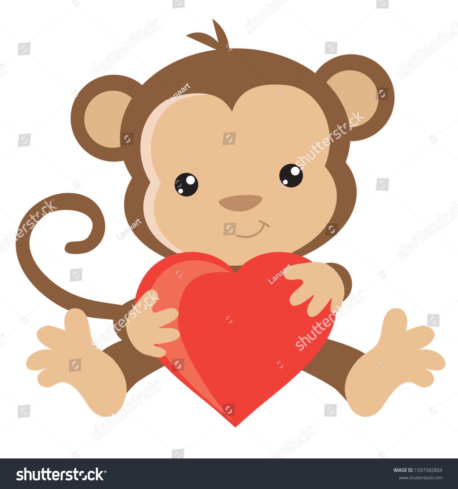 Stock vektor „Monkey Heart Vector Cartoon Illustration“ (bez autorských ...