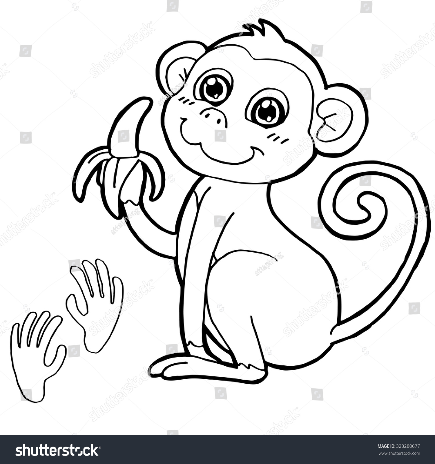 Monkey Paw Print Coloring Page Vector Stock Vector 323280677 - Shutterstock