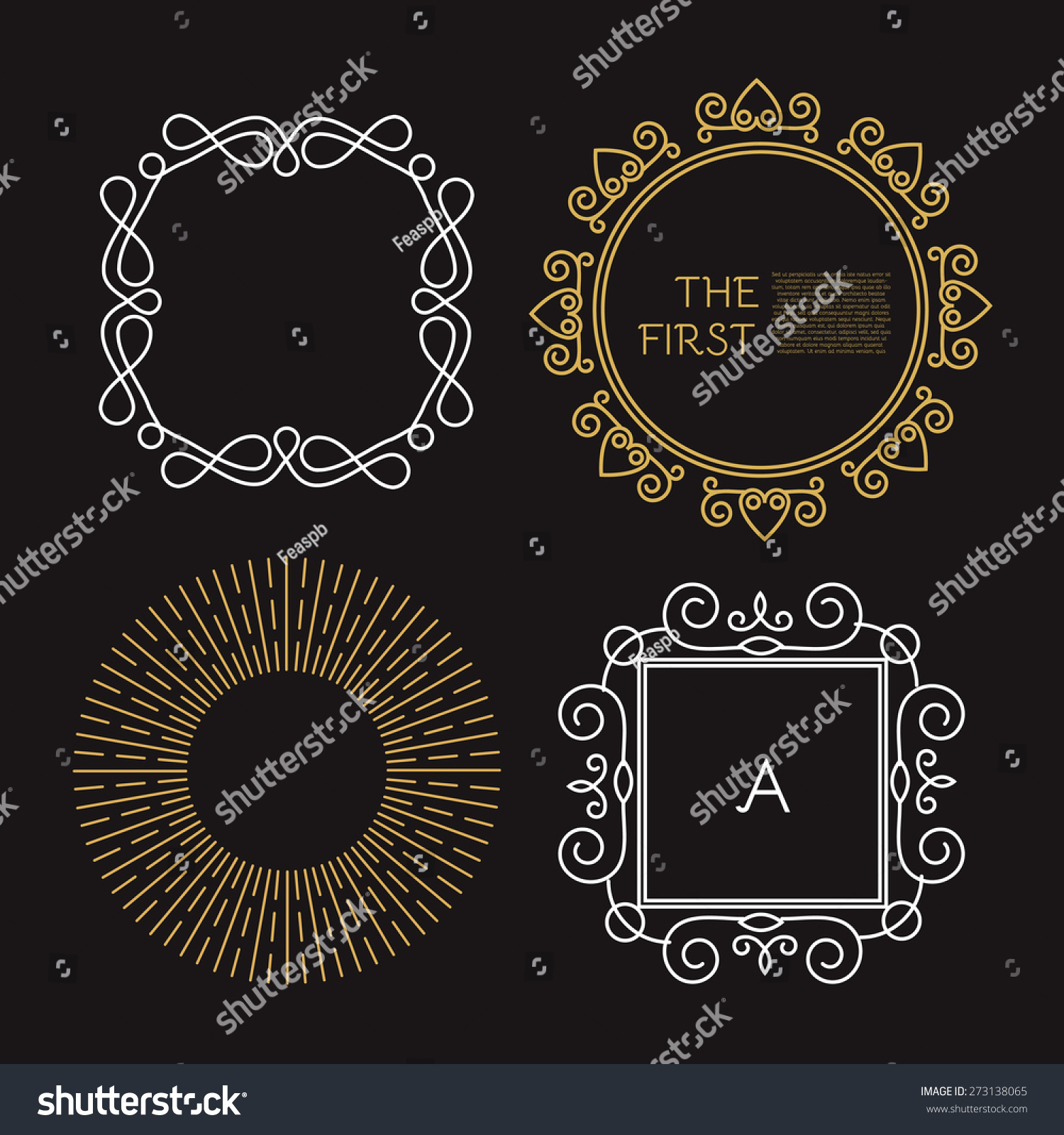 Mono Line Frames Borders Collection Vector Stock Vector (Royalty Free ...