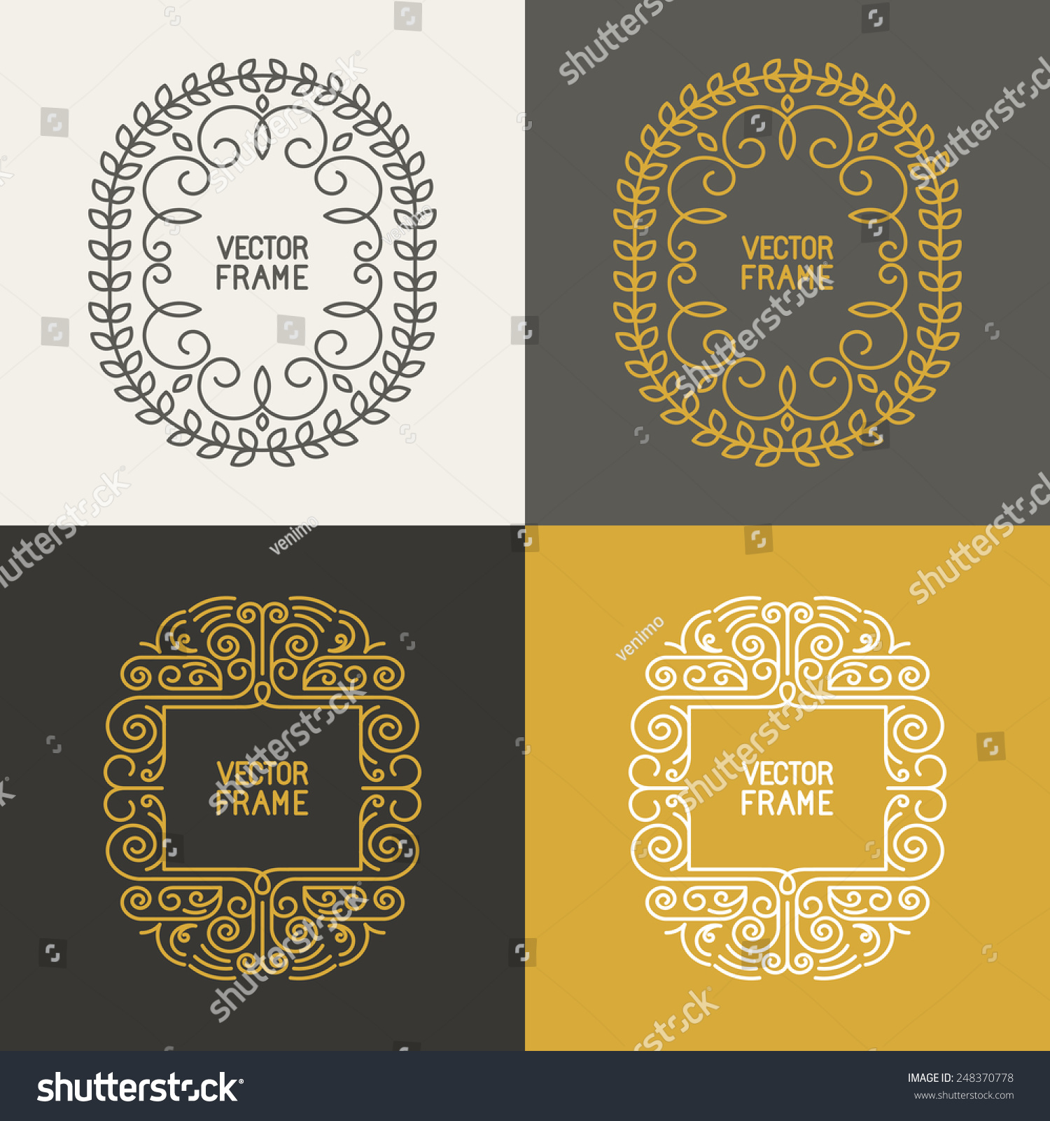 Mono Line Frames Borders Vector Backgrounds Stock Vector (Royalty Free ...