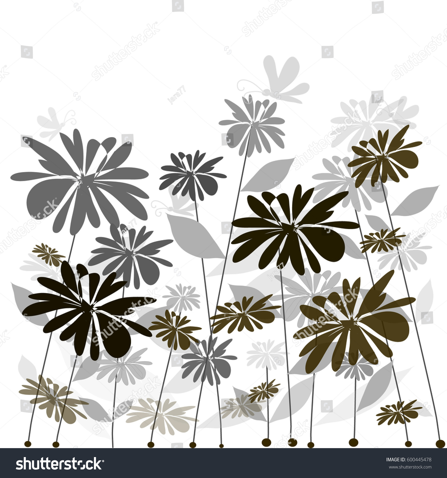 Mono Tone Flowers Background Stock Vector (Royalty Free) 600445478 ...
