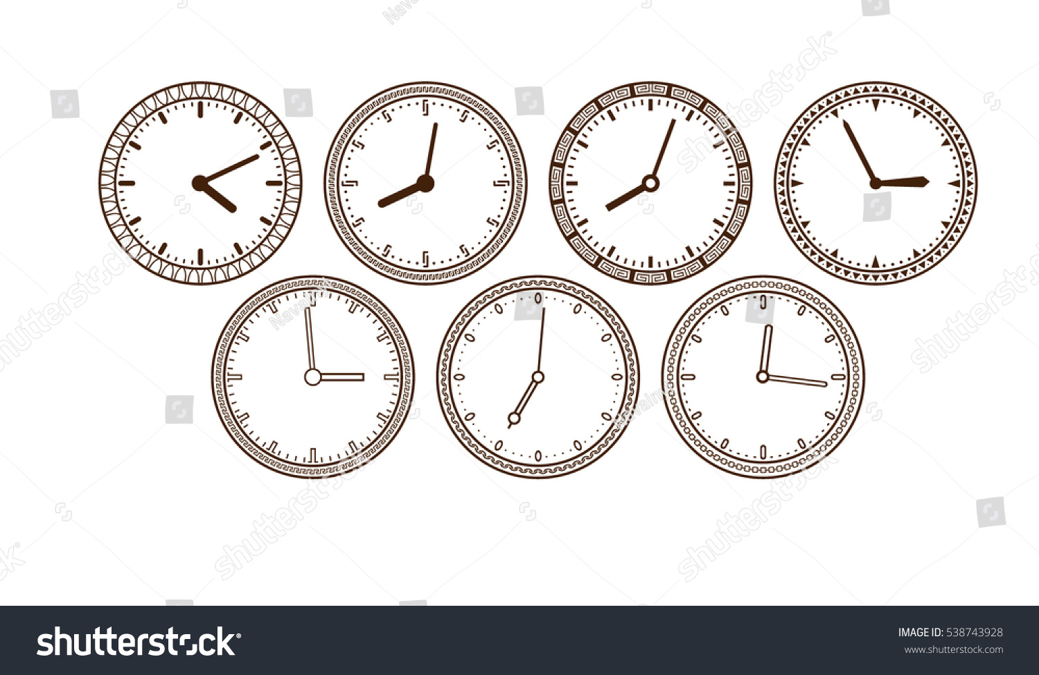 Monochrome Clock Face Icons Set Vector Stock Vector (Royalty Free ...