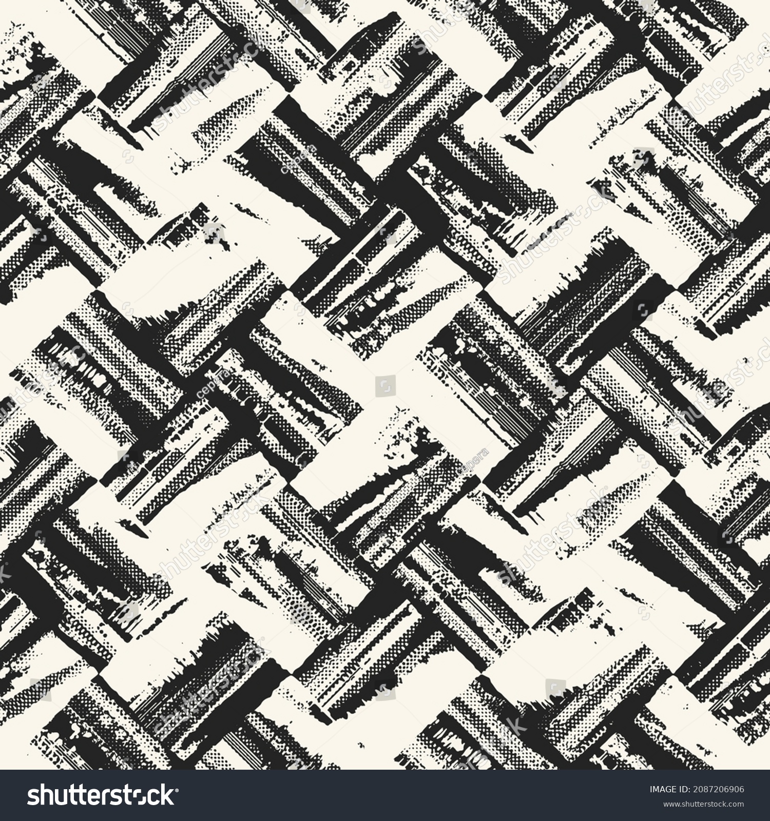 Monochrome Distressed Canvas Textured Checked Pattern Stock Vector ...