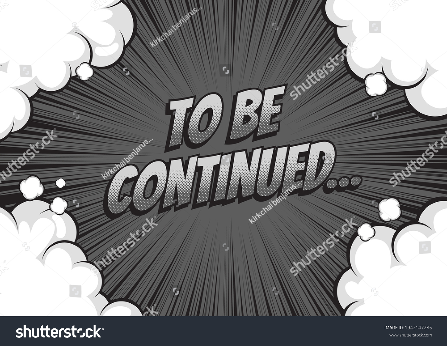 Monochrome Grayscale Be Continued Comic Style Stock Vector (Royalty ...