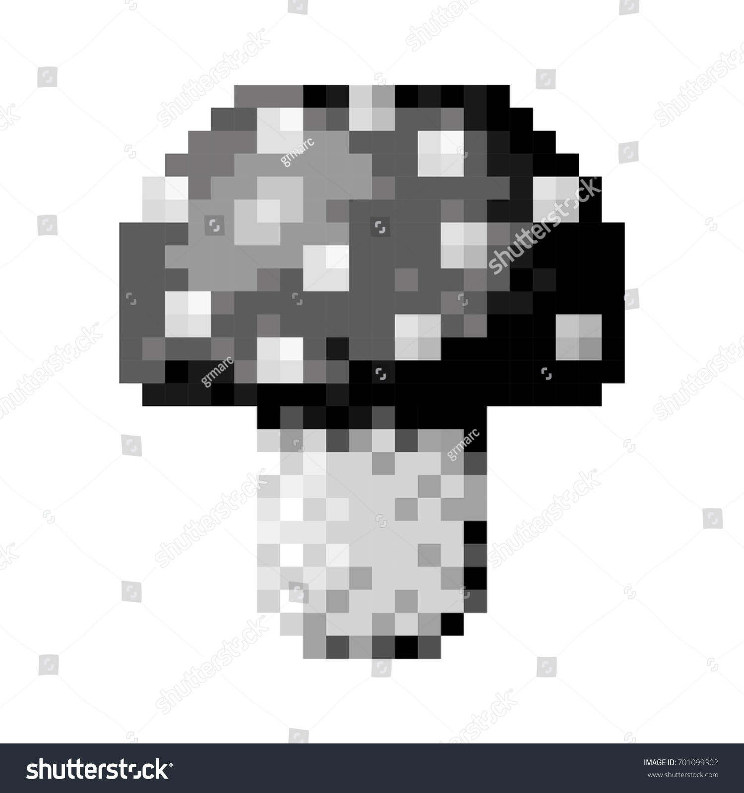 Monochrome Pixelated Mushroom Dots Vector Illustration Stock Vector ...
