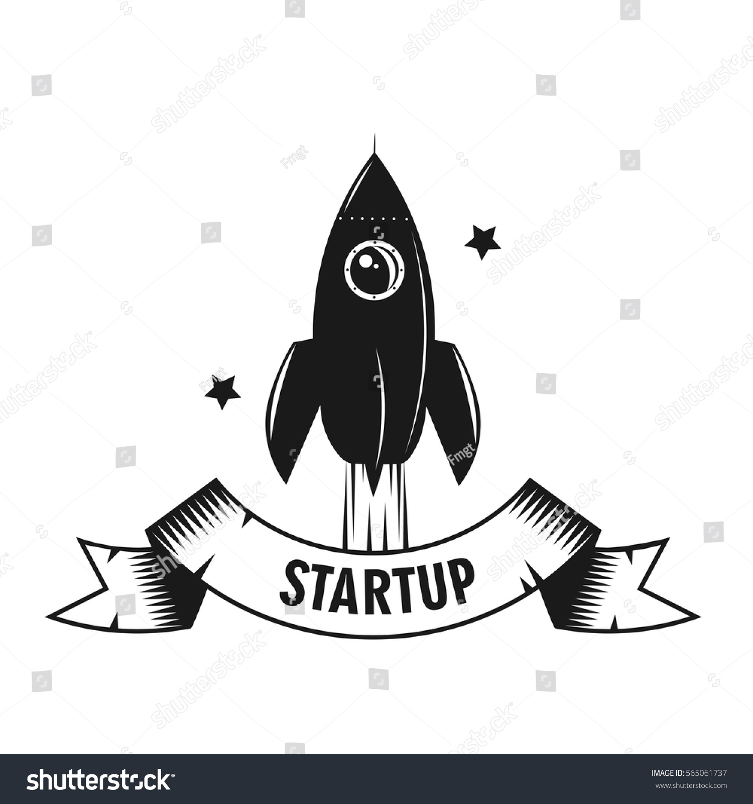Monochrome Rocket Logo Startup Vector Illustration Stock Vector ...
