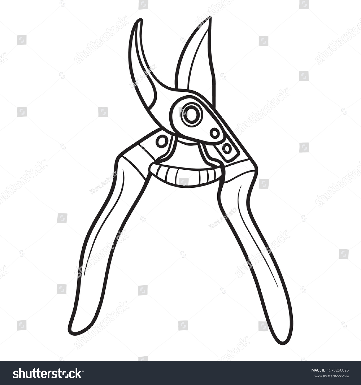Monochrome Secateurs Vector Outline Comic Isolated Stock Vector ...