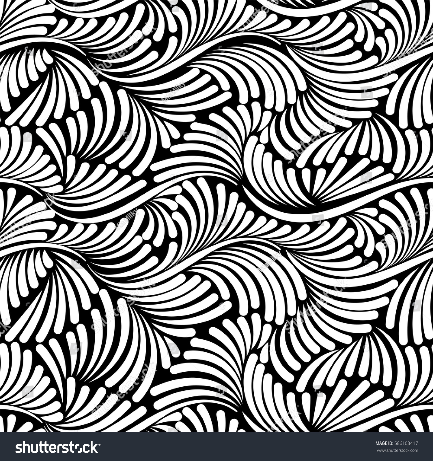 Monochrome Texture Seamless Pattern Swirls Curls Stock Vector (Royalty ...