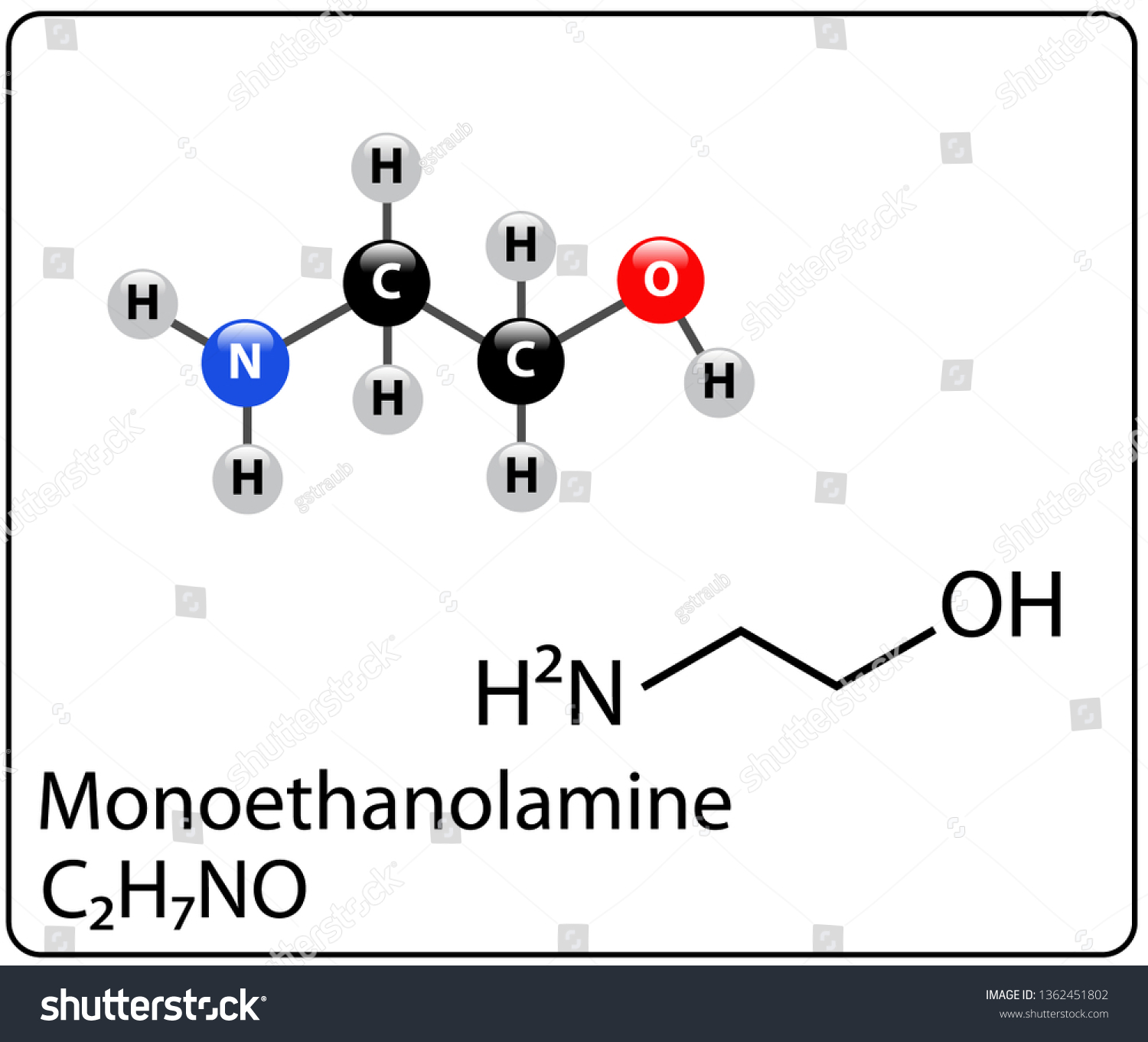 Monoethanolamine Molecule Structure Stock Vector (Royalty Free ...