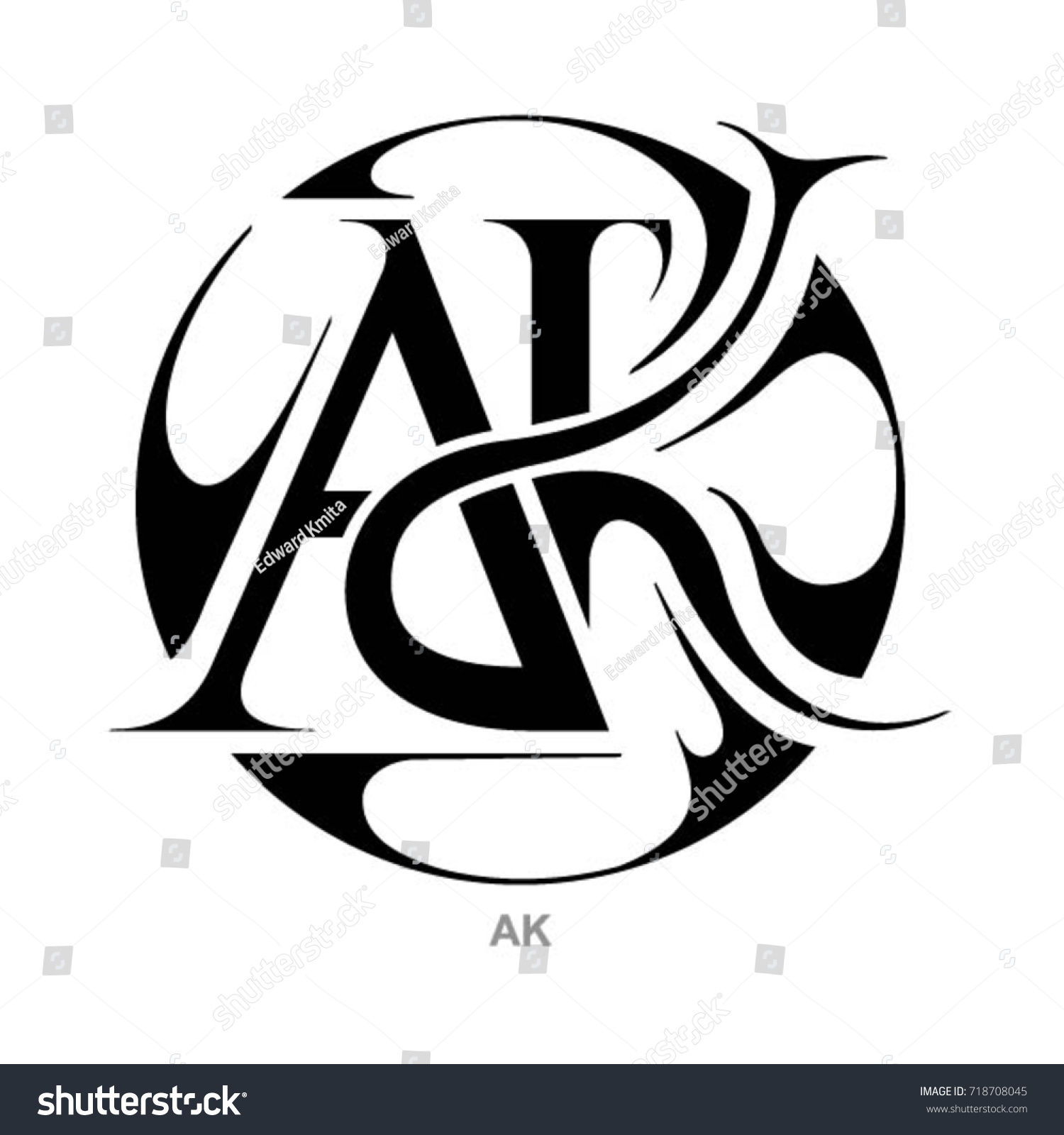 Monogram Ak Letters Ak Stock Vector 718708045 - Shutterstock