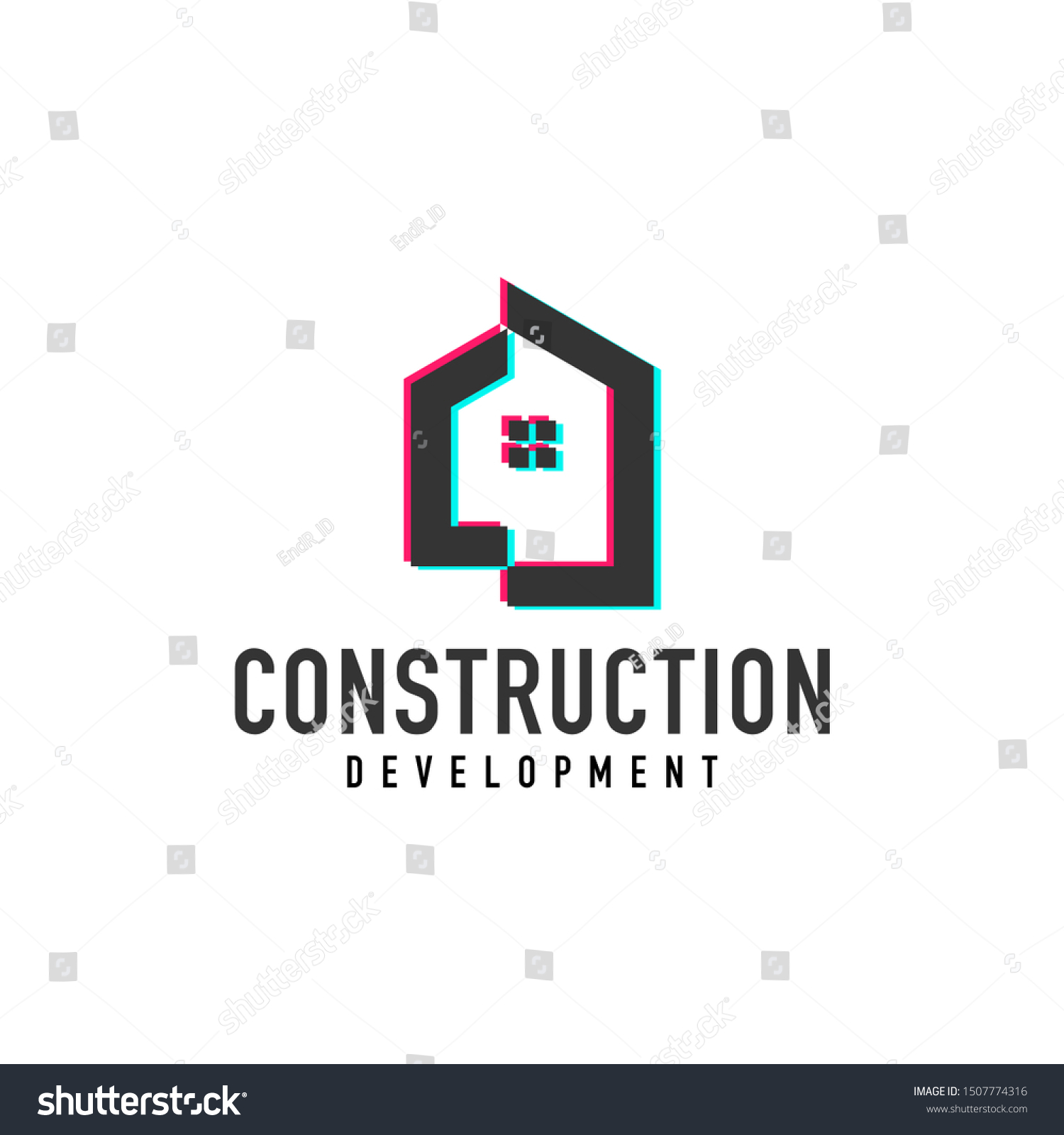 Monogram Logo Construction House Vector Illustration: vector de stock ...