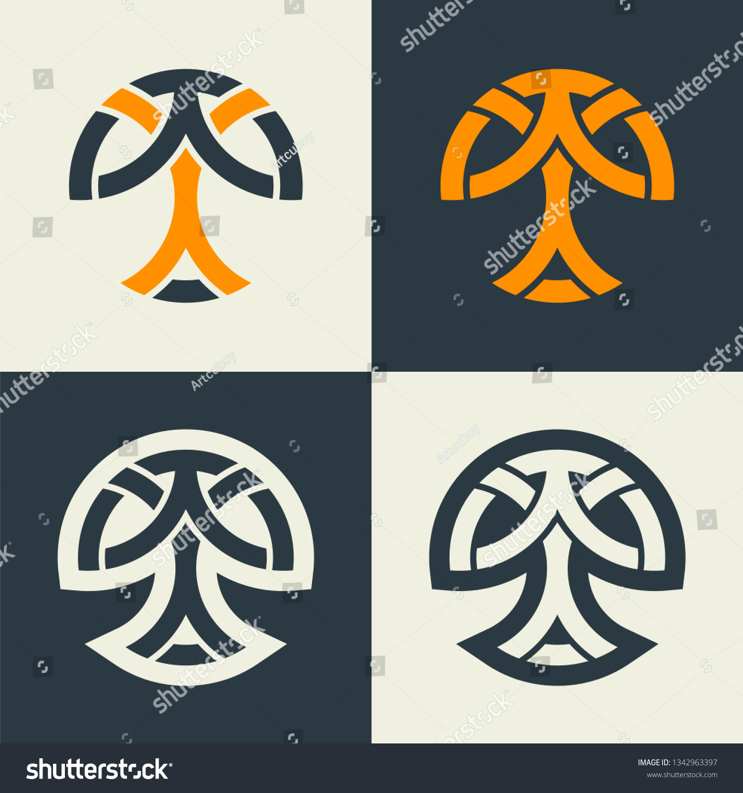 Monogram T Tree Logoicon Simple Concept Stock Vector (Royalty Free ...