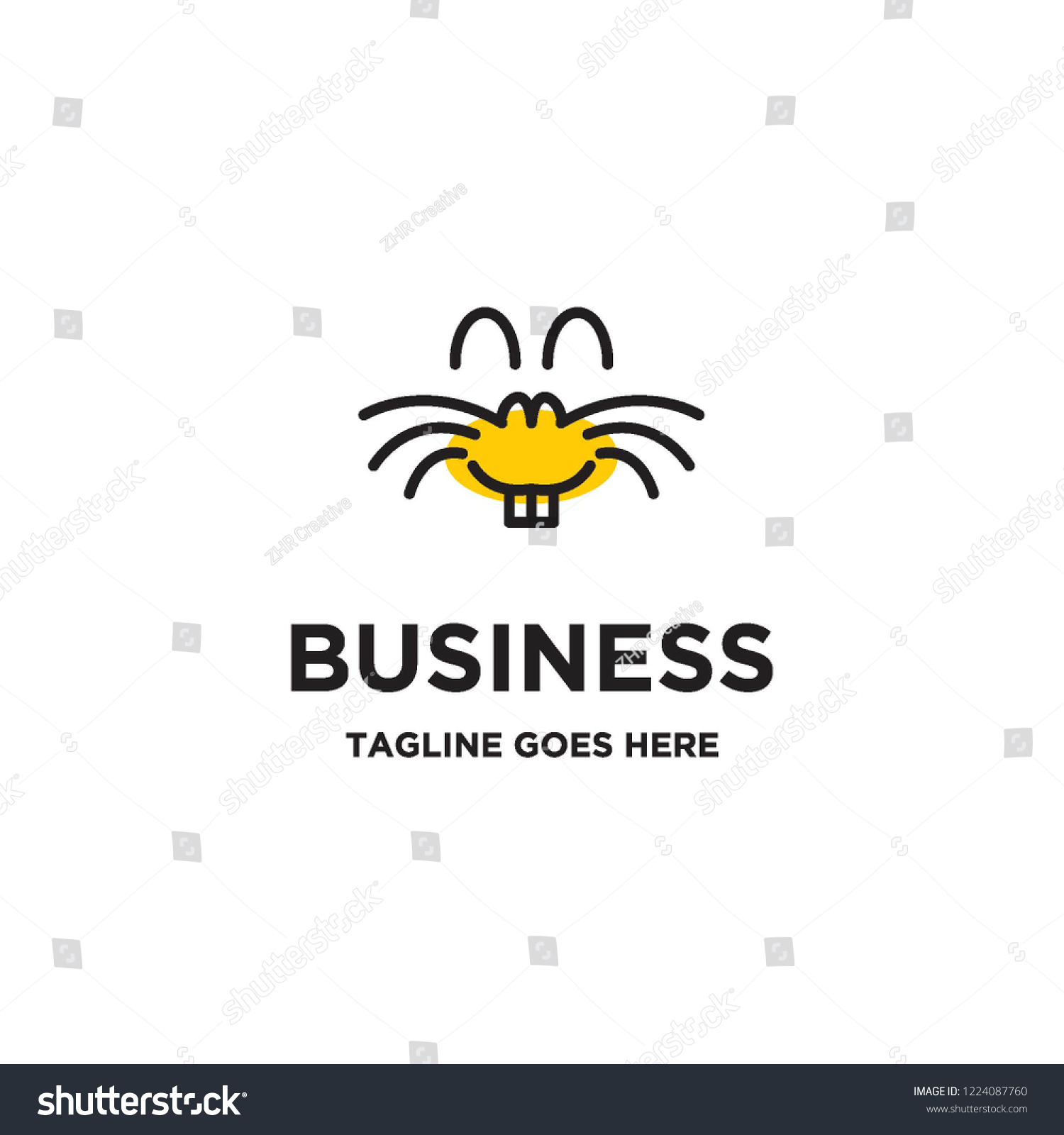 Monoline Mouse Face Logo Icon Vector Stock Vector (Royalty Free) 1224087760