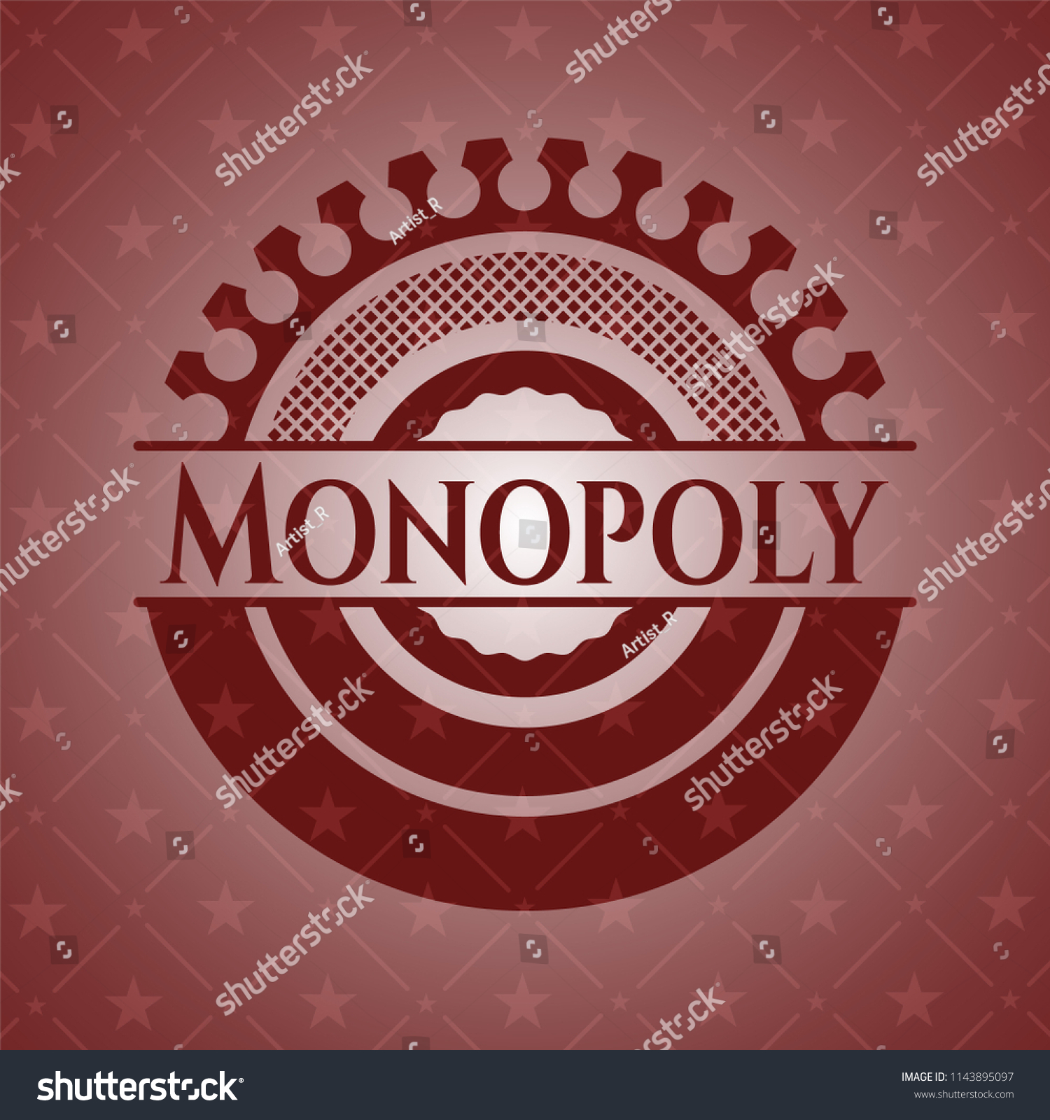 Monopoly Retro Red Emblem Stock Vector (Royalty Free) 1143895097