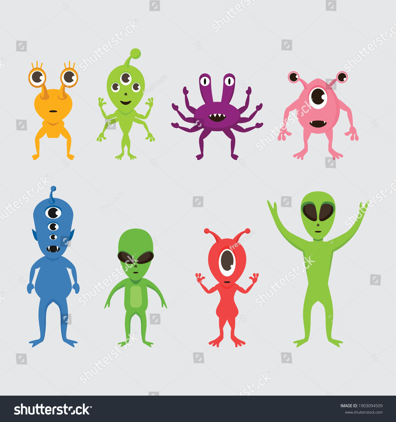 Monster Alien Creature Character Object Flat Stock Vector (Royalty Free ...