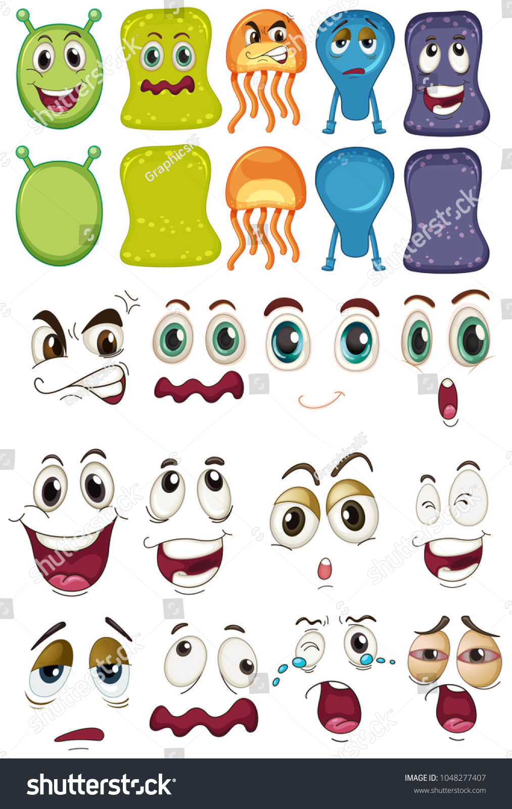 Monster Different Face Set Illustration Stock Vector (Royalty Free ...
