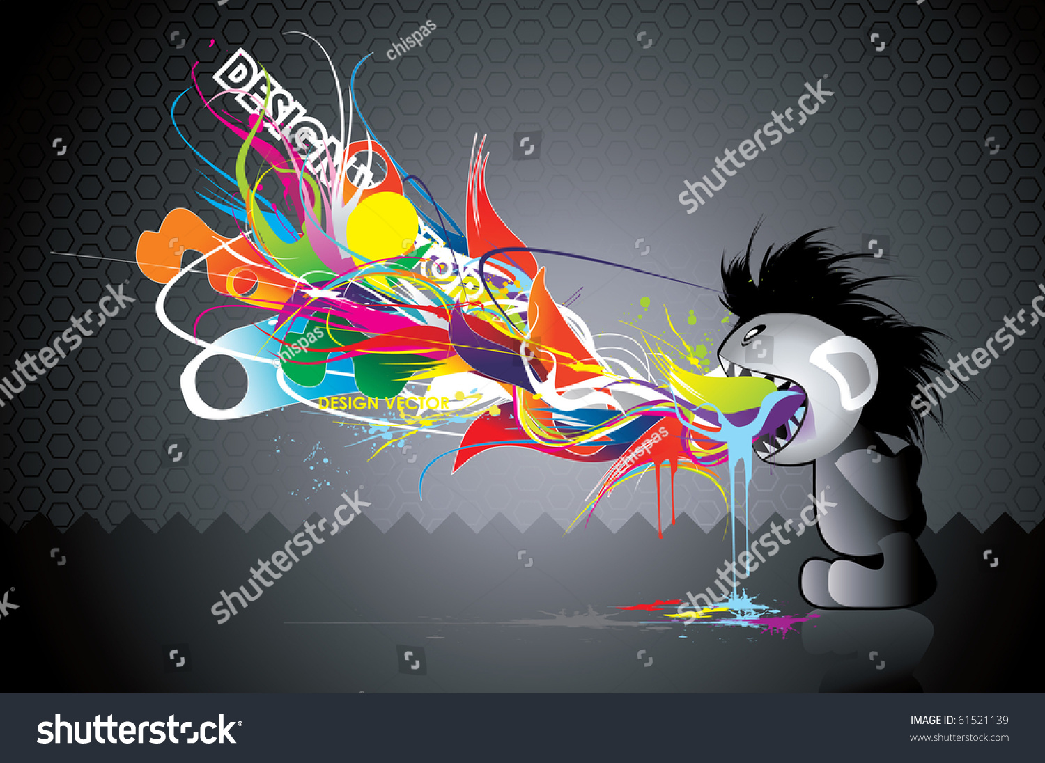 Monster Eating Vector Stock Vector (Royalty Free) 61521139