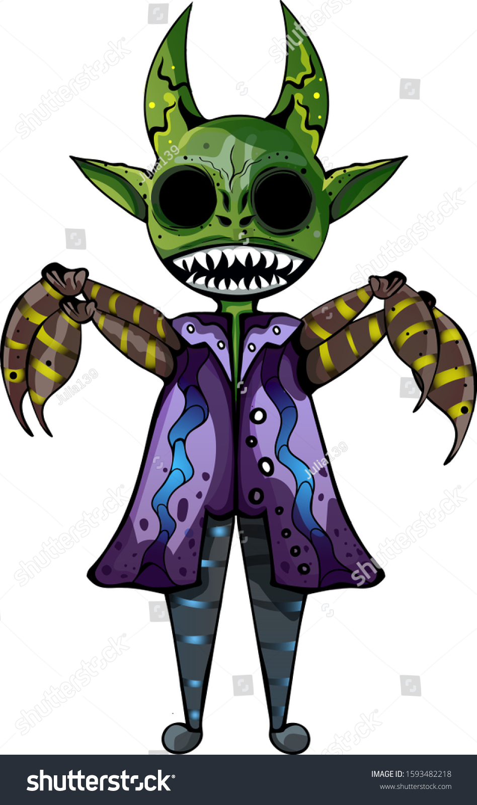 Monster Evil Cartoon Vector Alien Stock Vector (Royalty Free) 1593482218