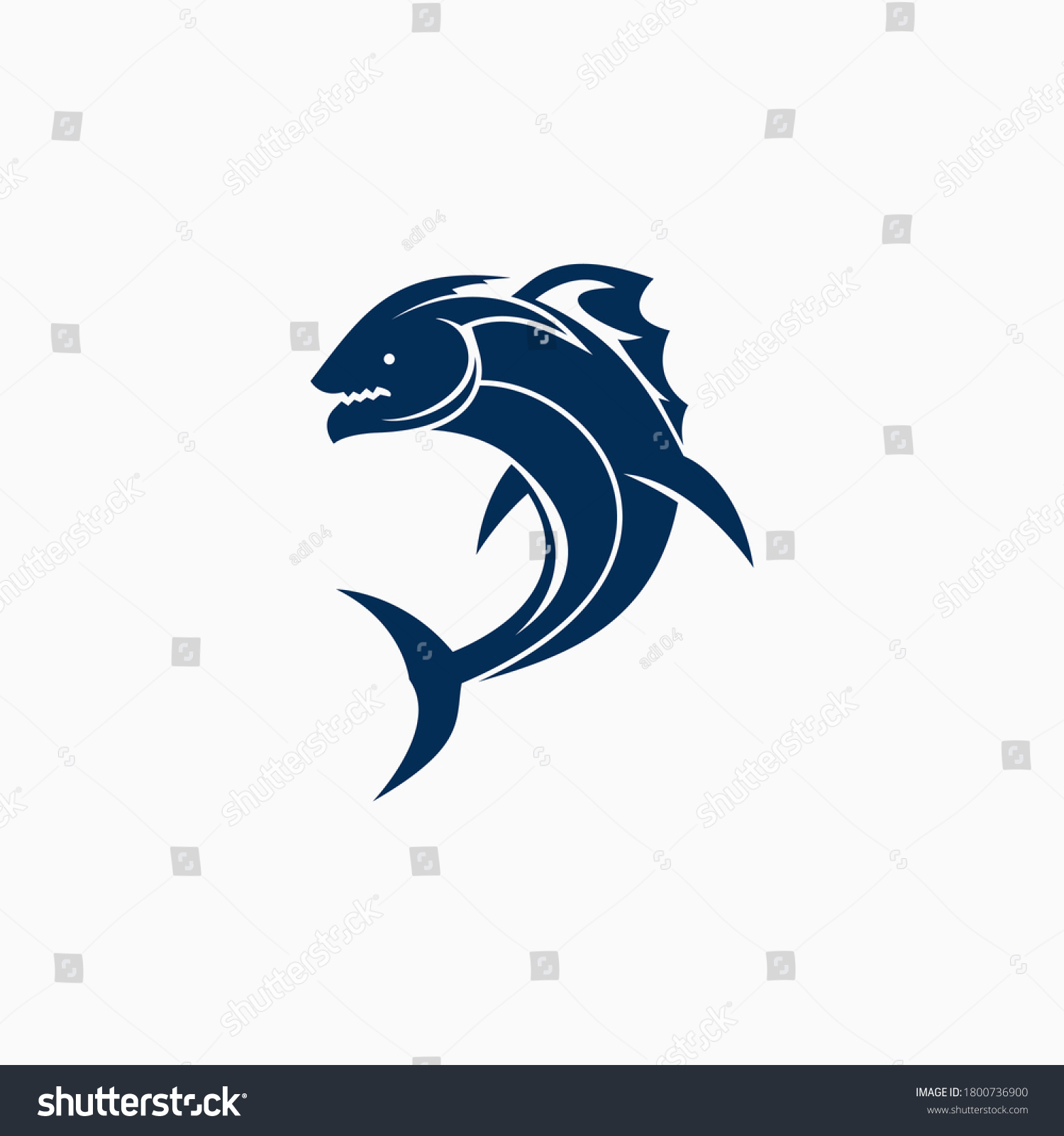 Monster Fish Logo Design Vector Template Stock Vector (Royalty Free ...