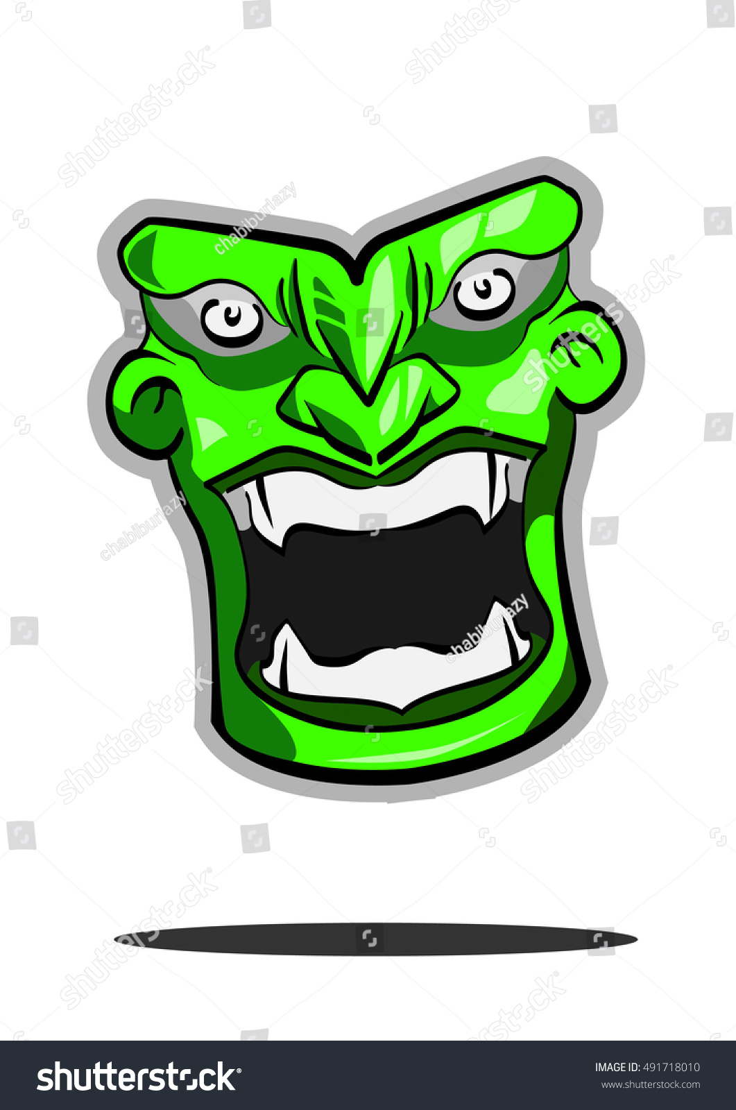 Monster Green Face Vector Illustration Stock Vector (Royalty Free ...