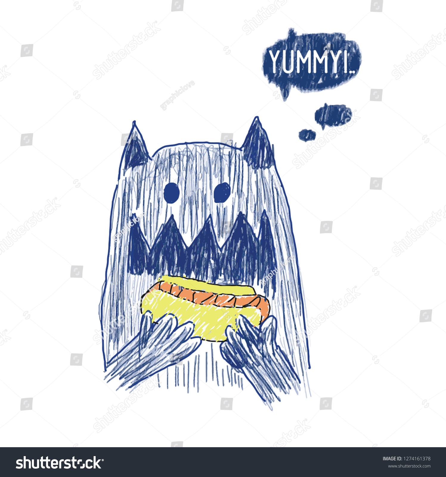 Monster Hungry Slogan Stock Vector (Royalty Free) 1274161378 | Shutterstock