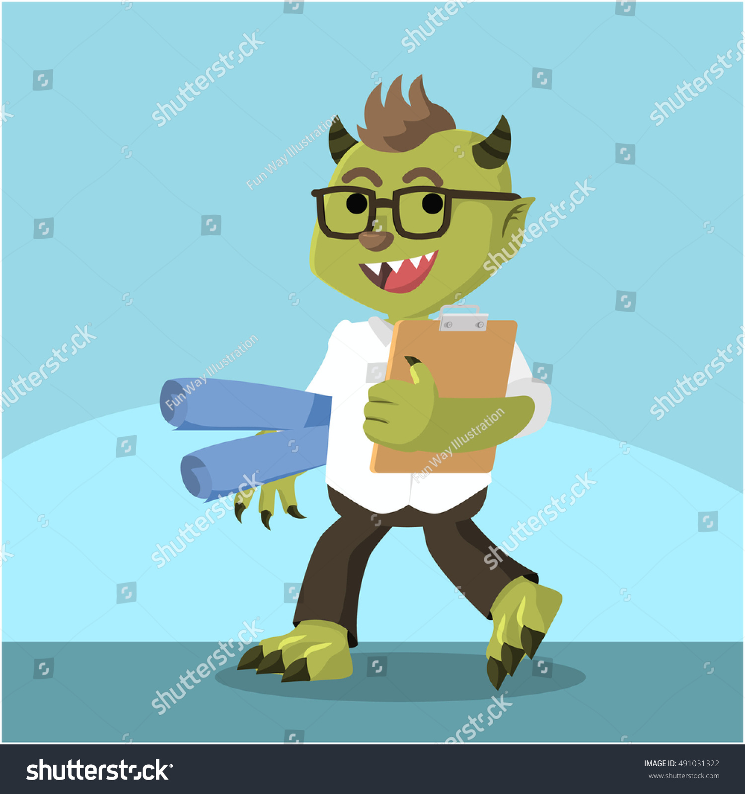 Monster Office Ready Carrying Presentation Material Stock Vector ...