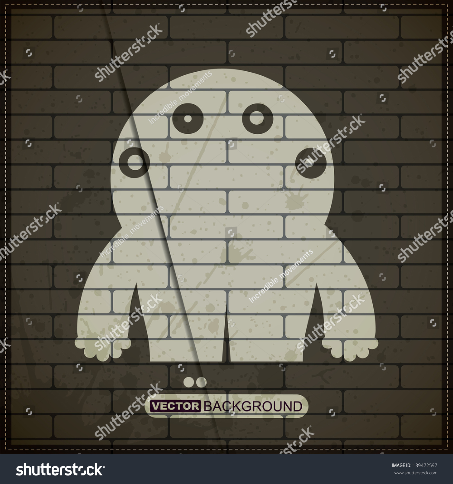 Monster On Old Brick Wall Stock Vector (Royalty Free) 139472597
