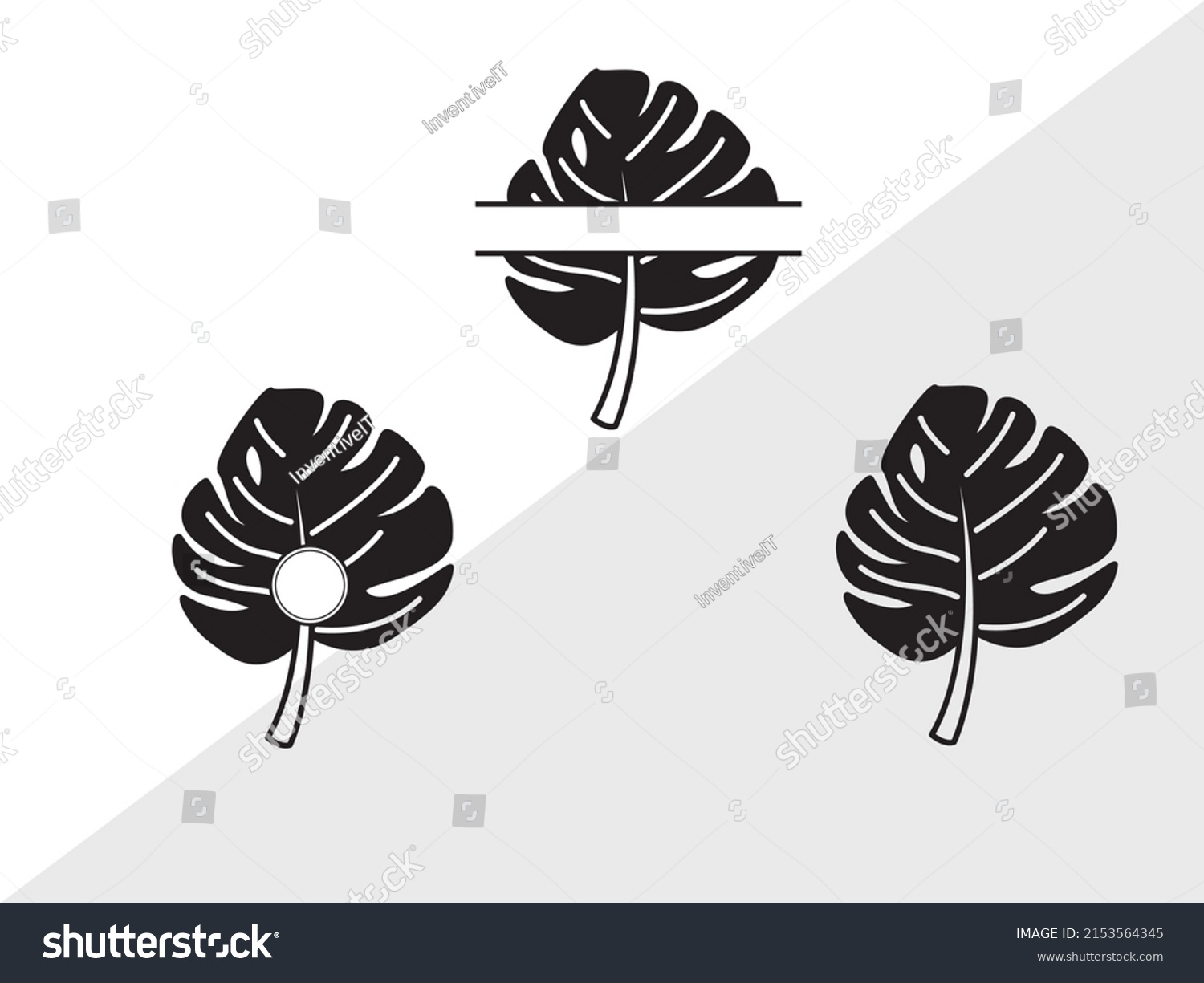 Monstera Leaf Monogram Printable Vector Illustration Stock Vector ...