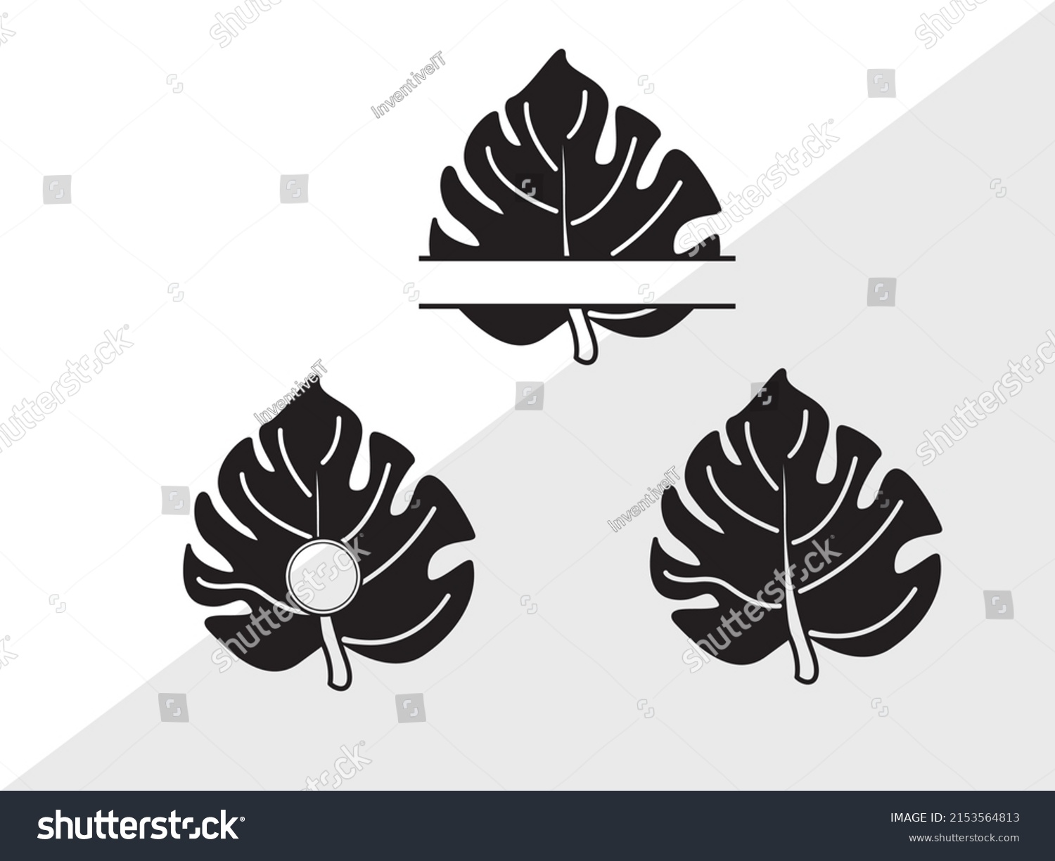 Monstera Leaf Monogram Printable Vector Illustration Stock Vector ...