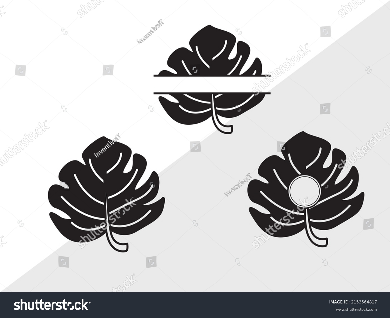 Monstera Leaf Monogram Printable Vector Illustration Stock Vector ...