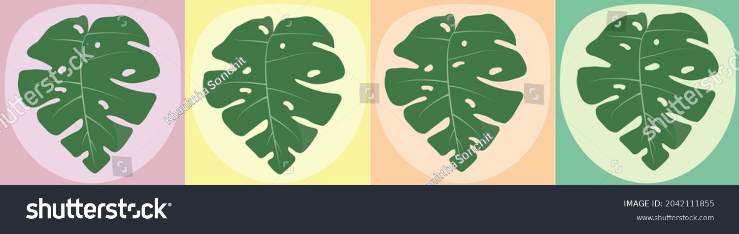 Monstera Pattern Multiple Pastel Color Background Stock Vector (Royalty ...