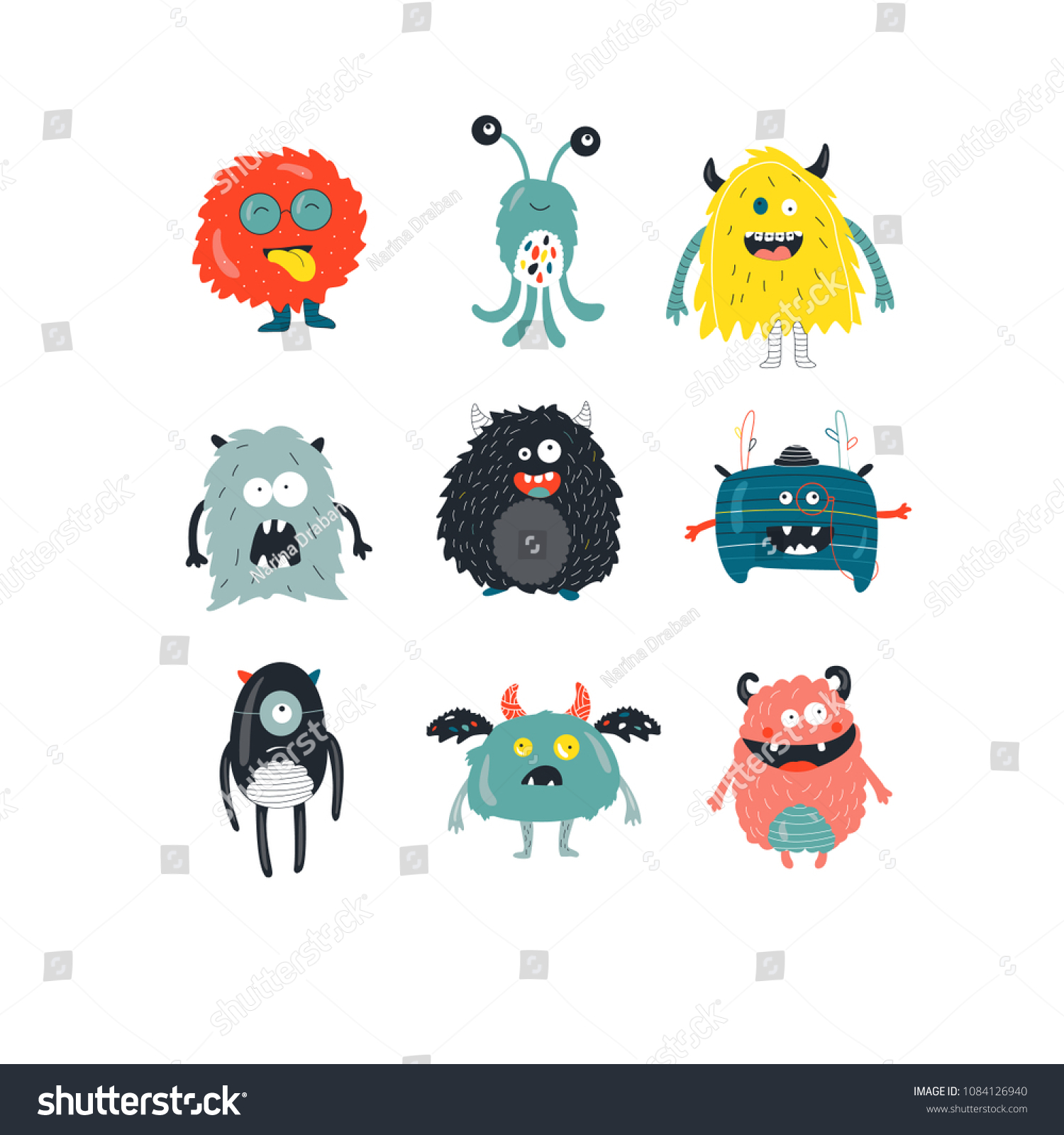 Monsters Collection Vector Illustration Stock Vector (Royalty Free ...
