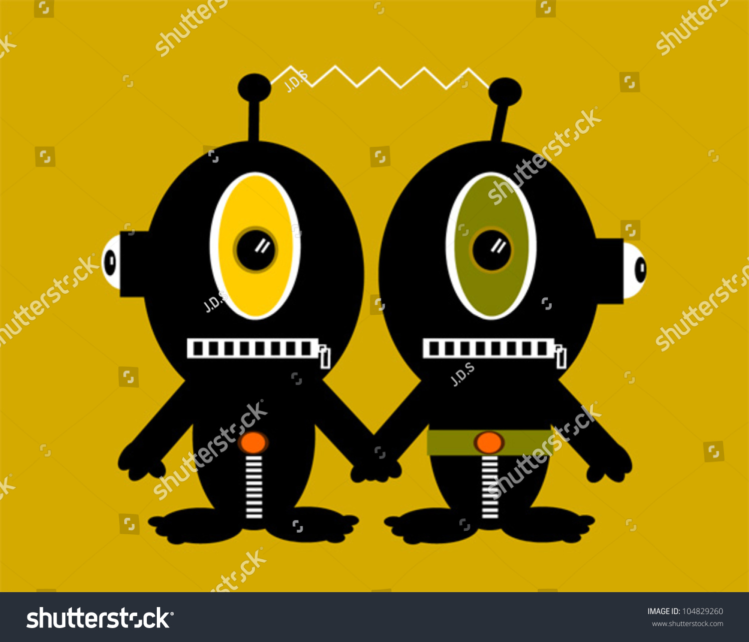 Monsters Holding Hands Stock Vector (Royalty Free) 104829260
