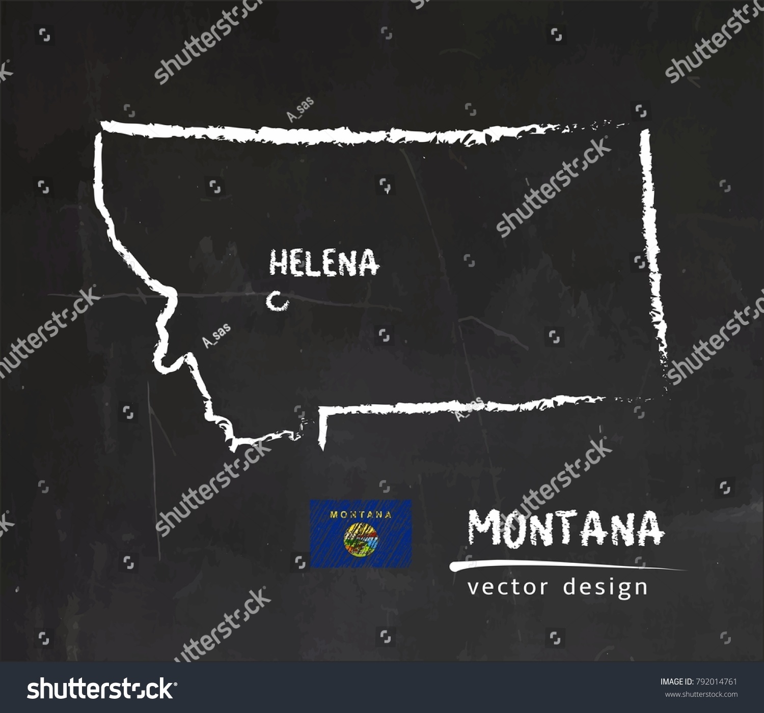 Montana Map Vector Drawing On Blackboard Stock Vector (Royalty Free ...
