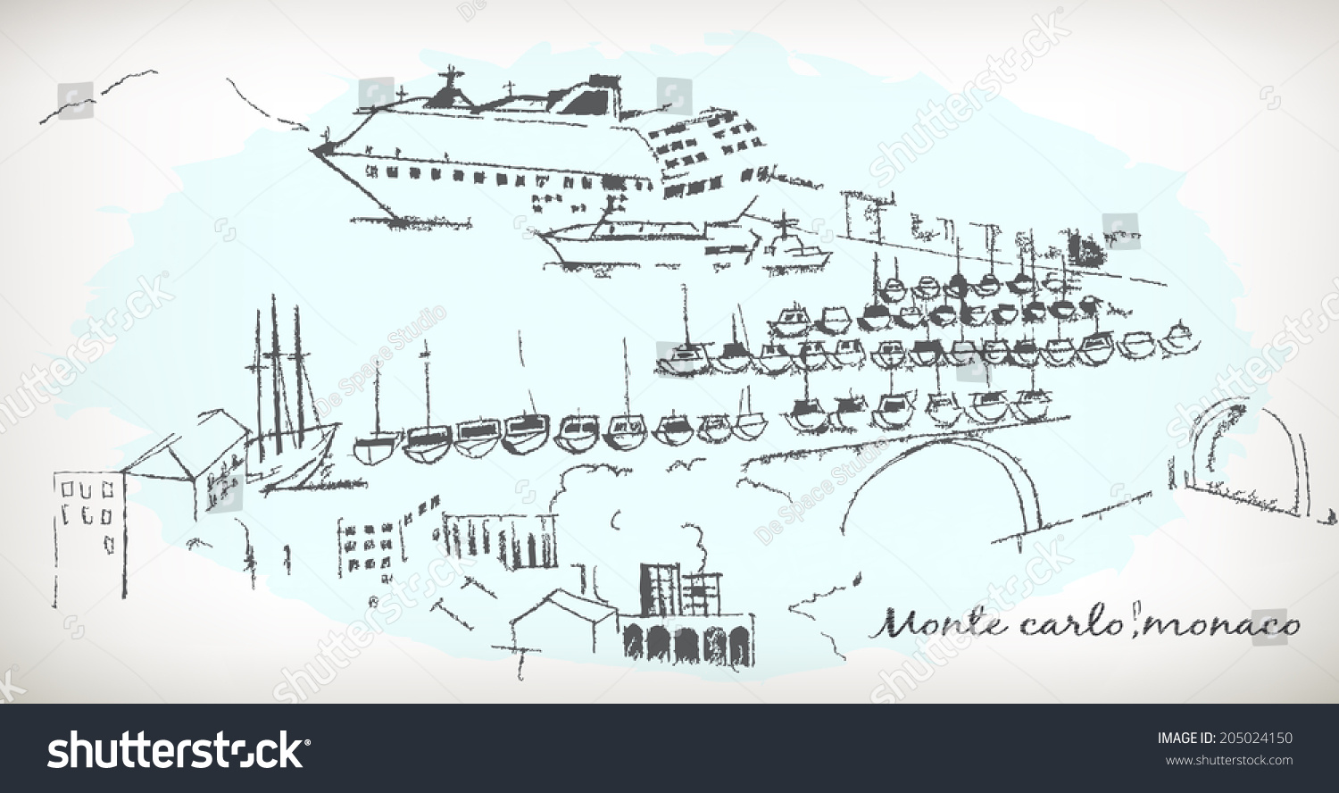 Monte Carlo City Monaco Vector Stock Vector (Royalty Free) 205024150