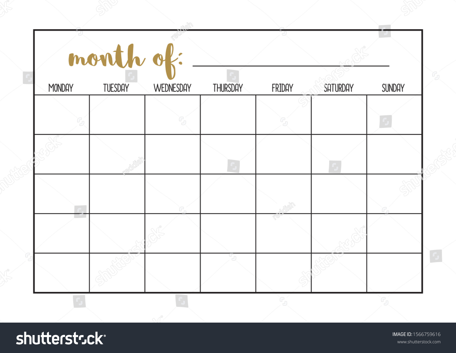 Monthly Planner A4 Format Printable Page 스톡 벡터(로열티 프리) 1566759616 ...