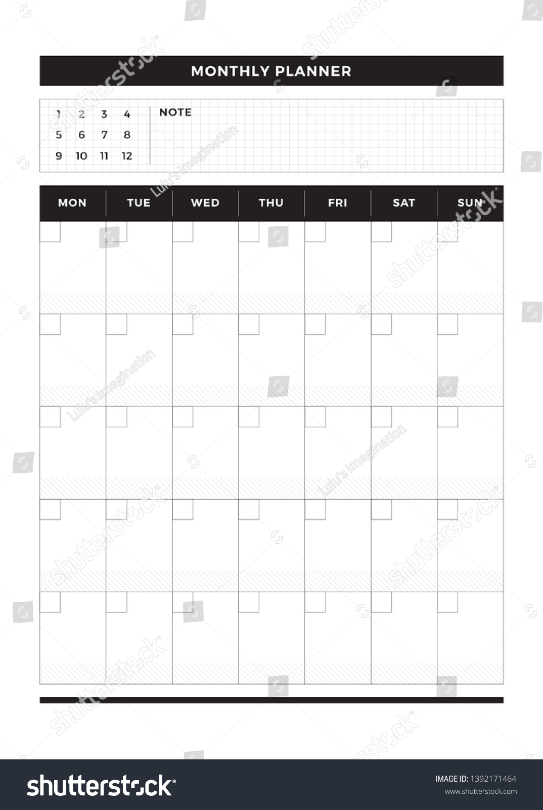 Monthly Planner A4 Template Stock Vector (Royalty Free) 1392171464