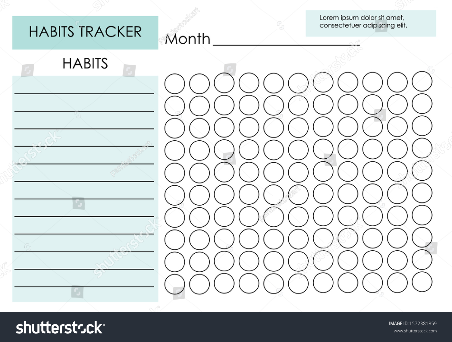 Monthly Planner Habit Tracker Blank Template Stock Vector (Royalty Free ...
